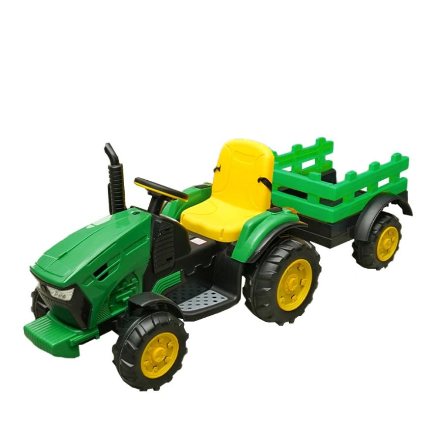 Tractor electric cu remorca Peg Perego Force, 12V, Galben/Verde ...