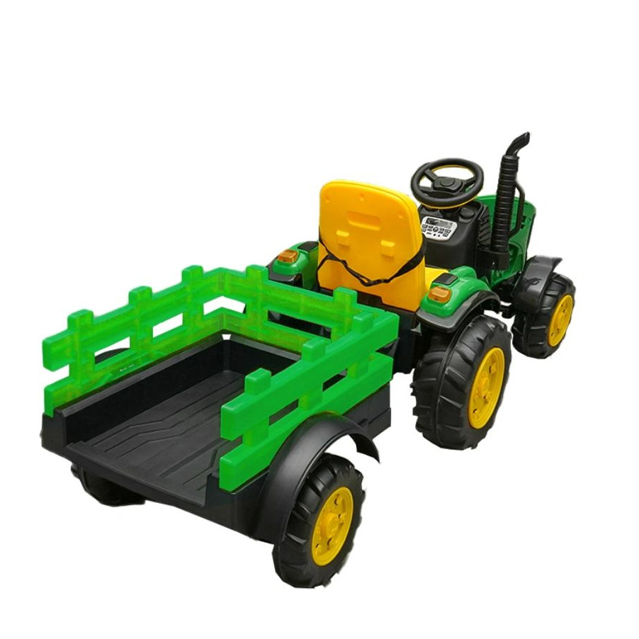 Tractor electric cu remorca Peg Perego Force, 12V, Galben/Verde ...